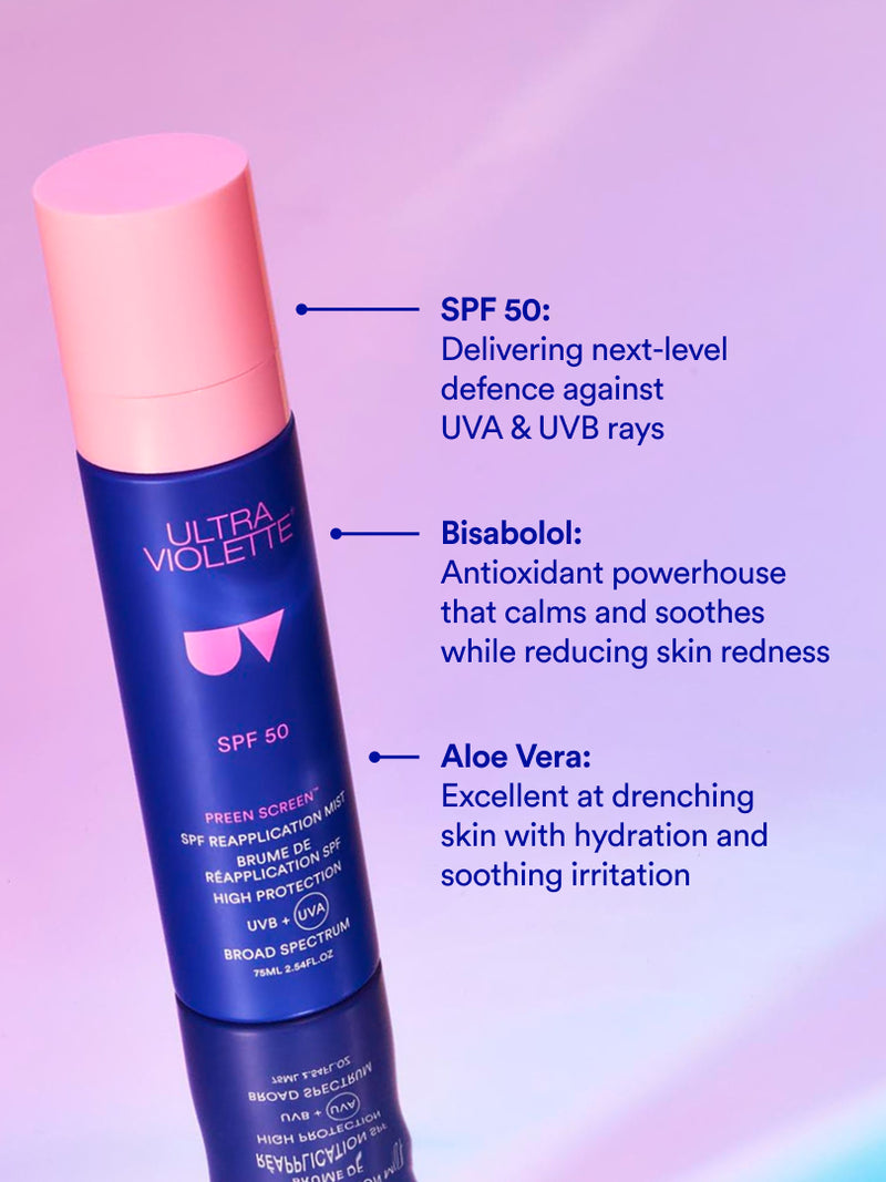 Preen Screen SPF 50+ Reapplication Mist 75ml | Sunscreen Setting Spray ...